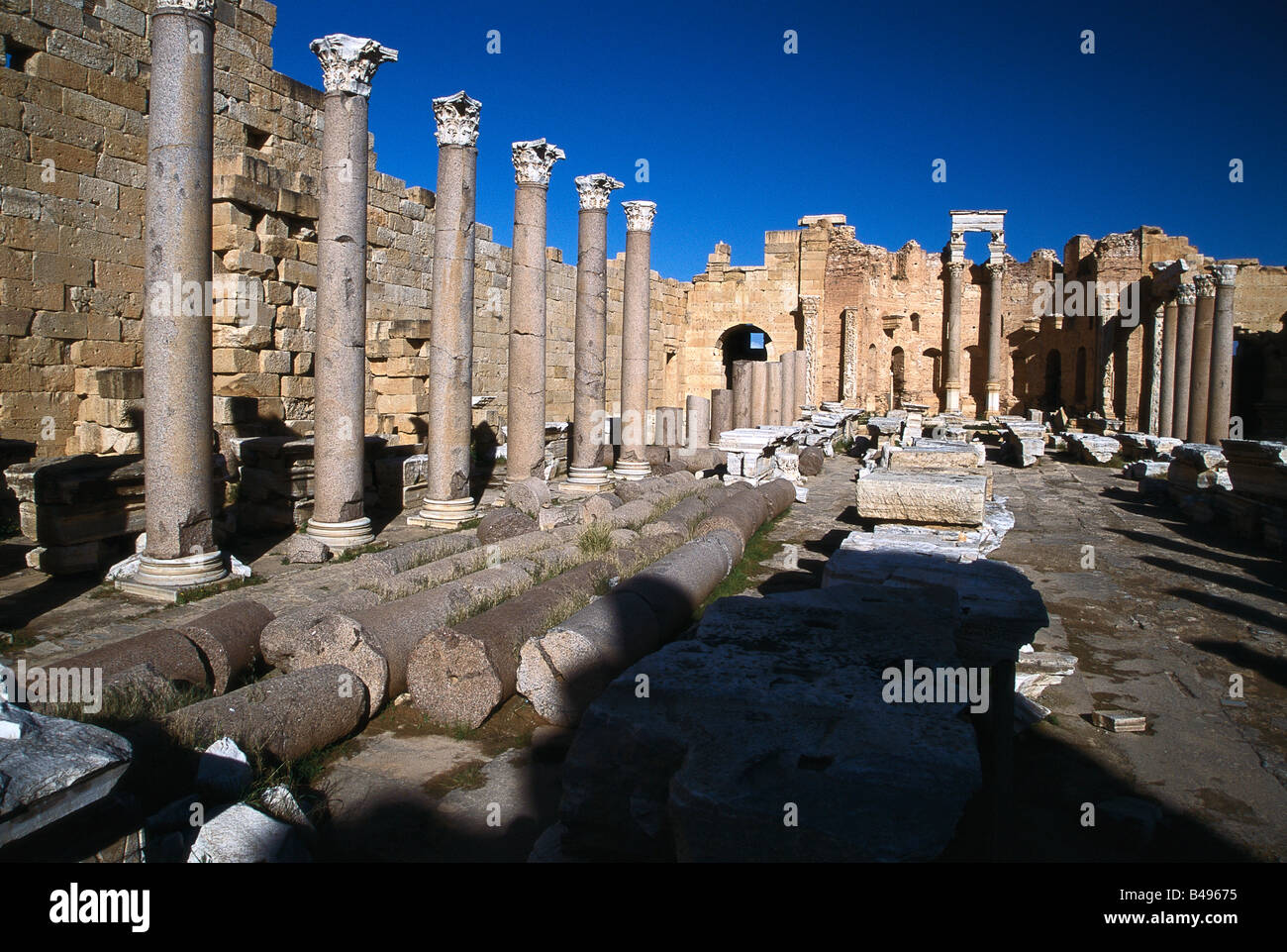 The Roman ruins at Leptis Magna, Libya Stock Photo - Alamy