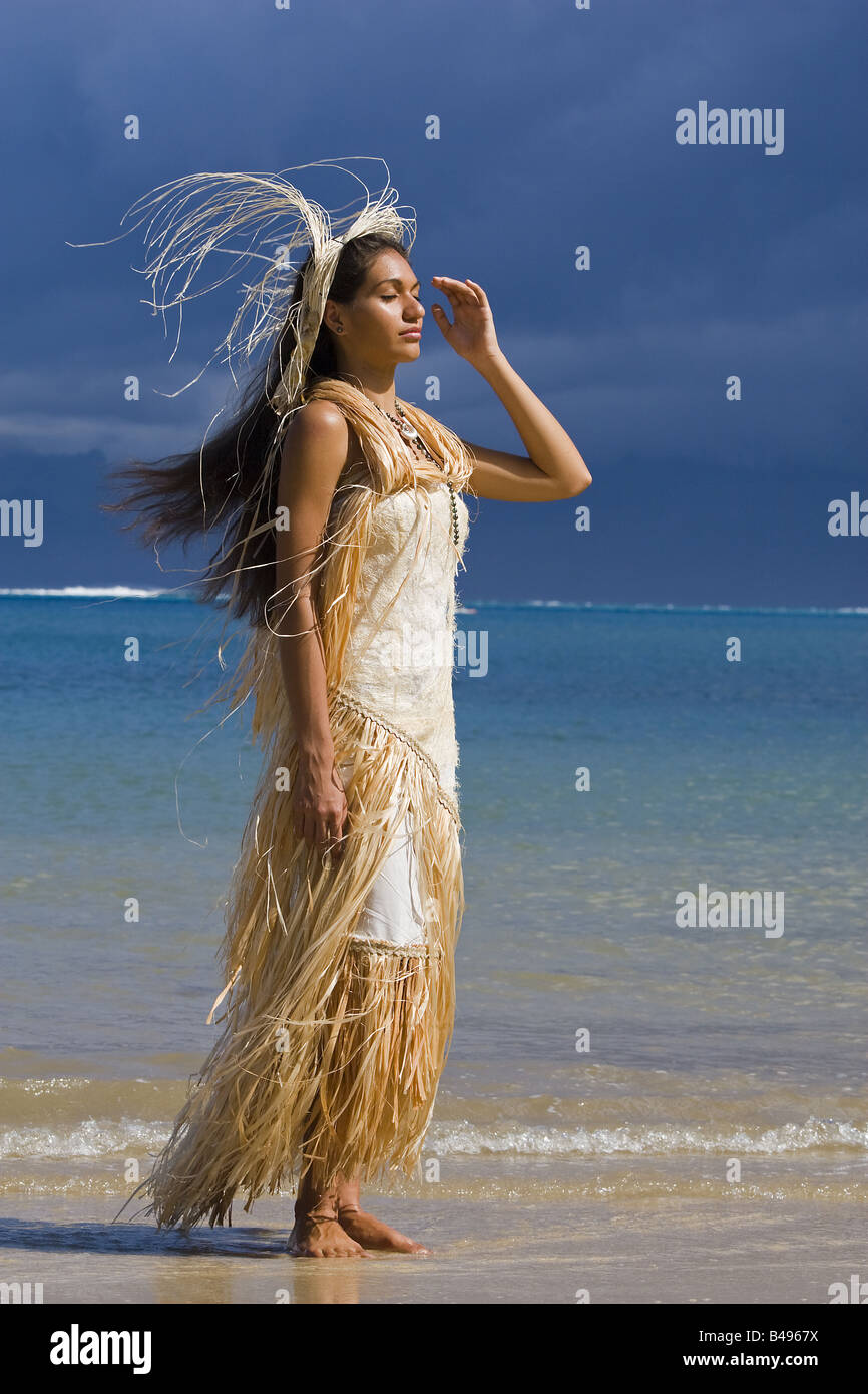 Portrait Polynesian Woman Tahiti French High Resolution Stock ...