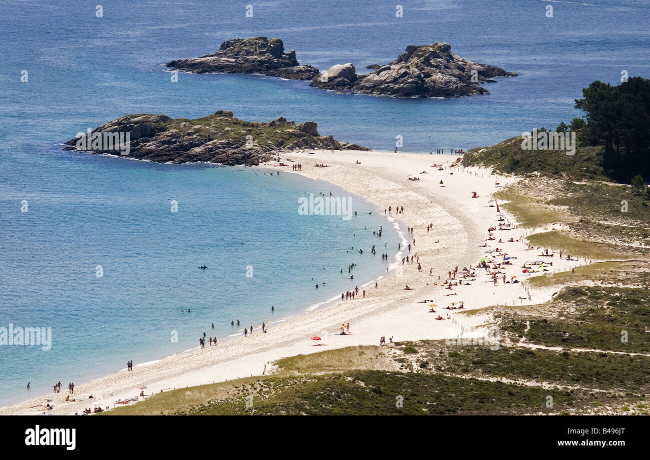 Rodas beach Cies Islands Natural Park Pontevedra province Spain Stock ...