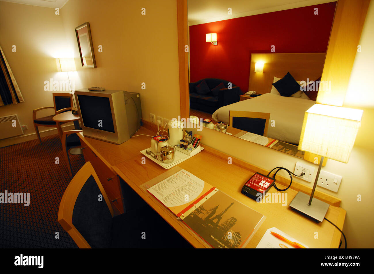 Desk in a hotel room Stock Photo - Alamy