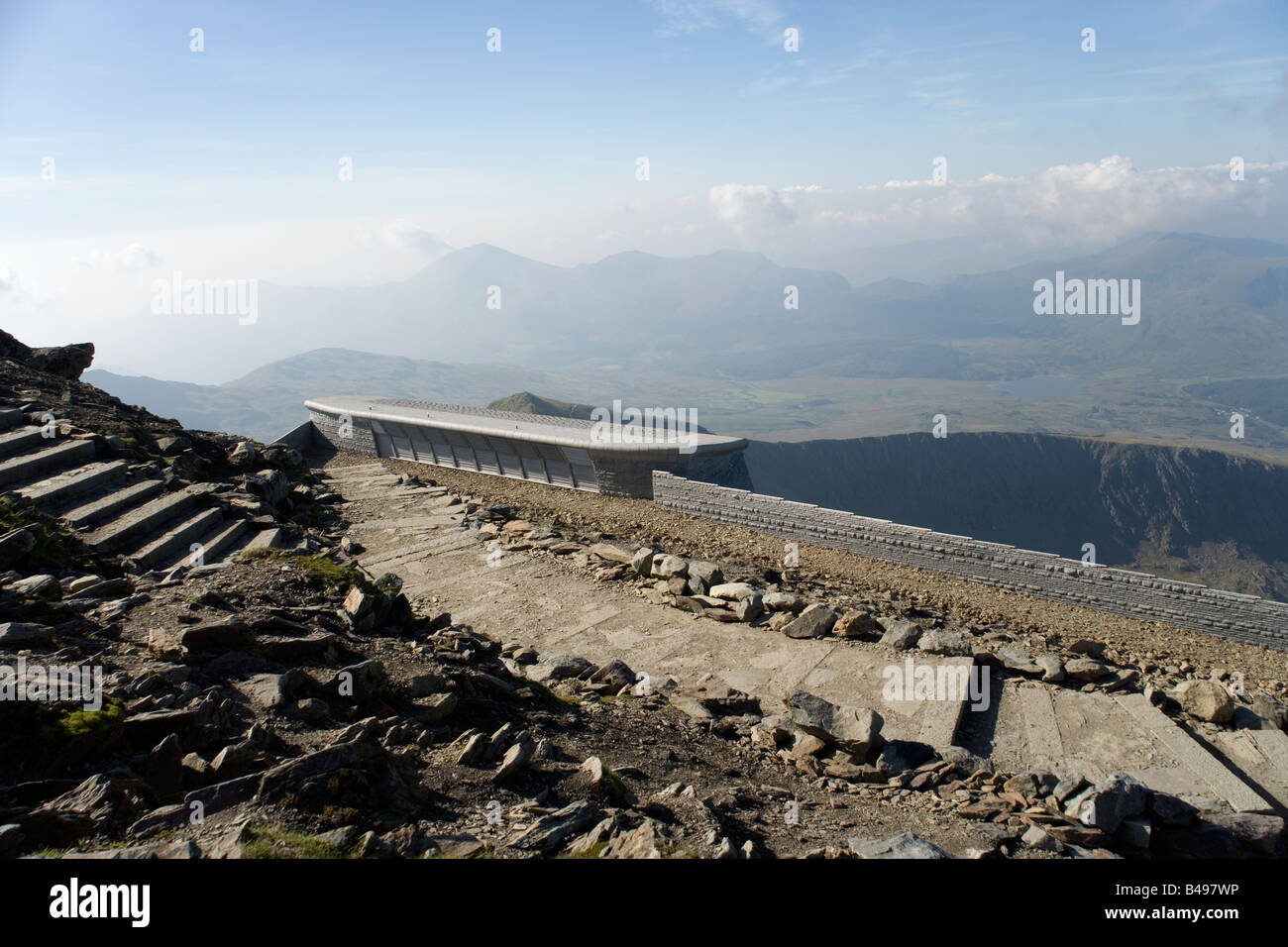 The new cafe built in 2008 on the top of Snowdon, Snowdonia, North ...