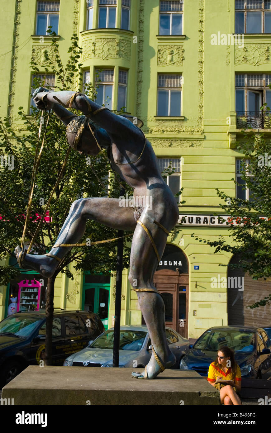 Tanecnik the Dancer statue at Senovazne namesti square in Prague Czech ...