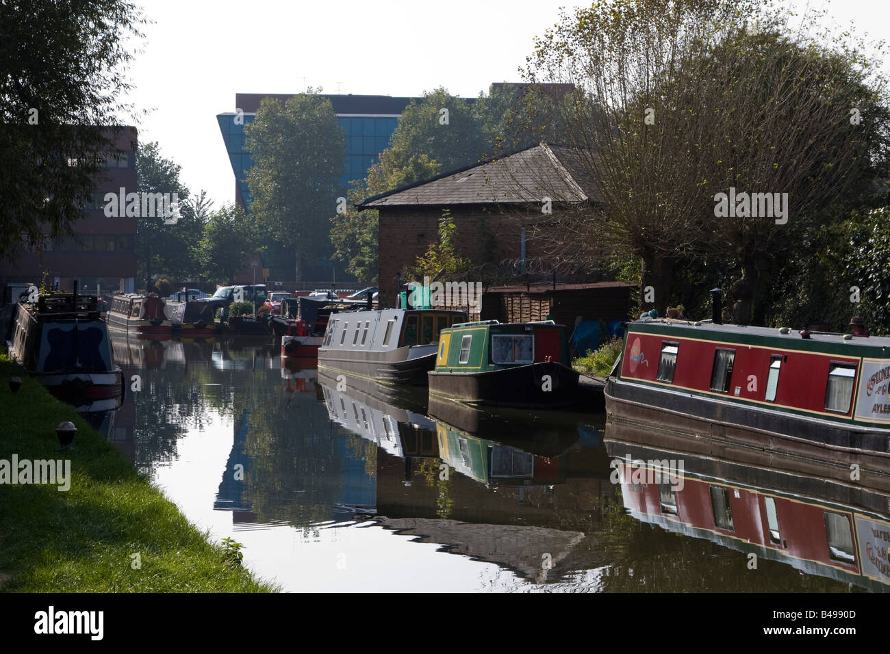 HBOS blue leany building beyond Grand Union Canal Aylesbury ...