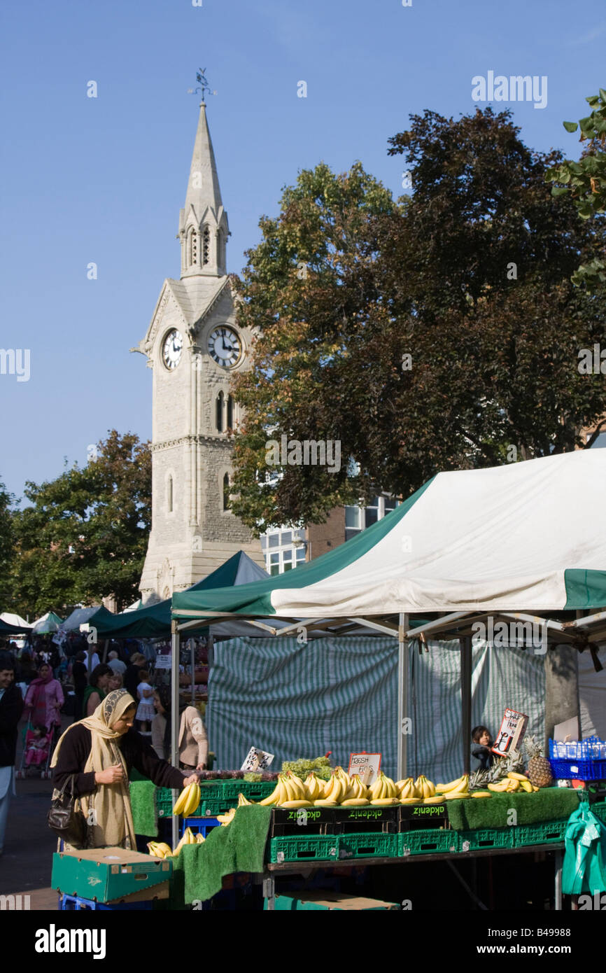 Market Square Aylesbury town centre high street Buckinghamshire England ...