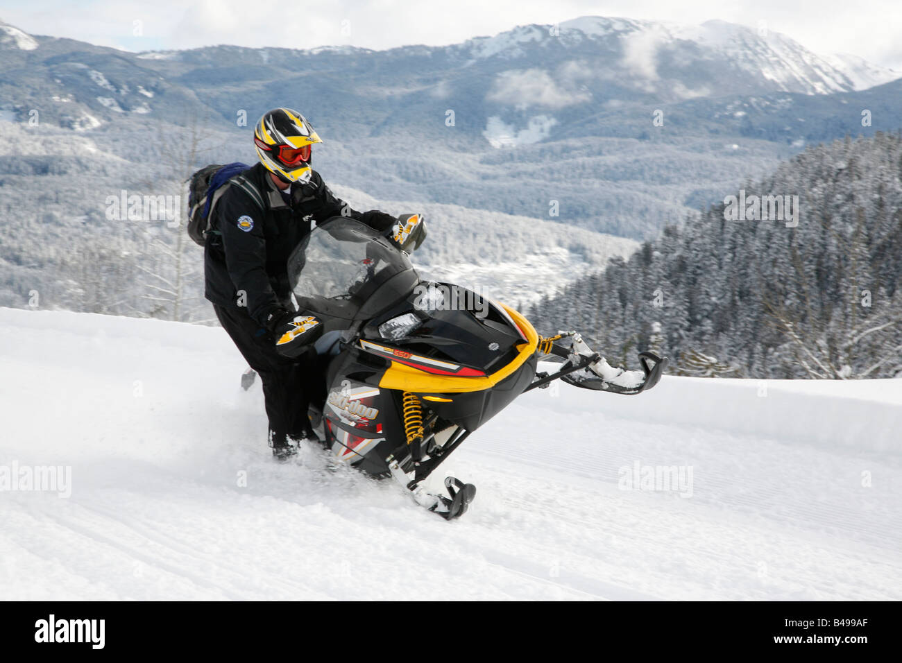 snowmobile adventure tour in Whistler British Columbia Stock Photo - Alamy