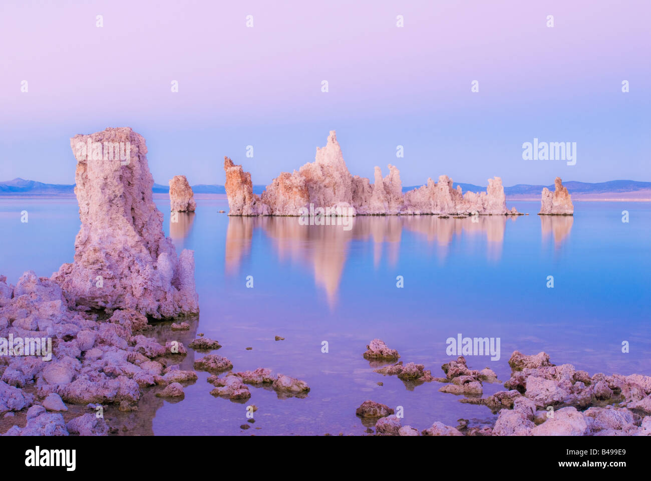 Tufa towers at dusk on the south shore of Mono Lake Mono Basin National ...