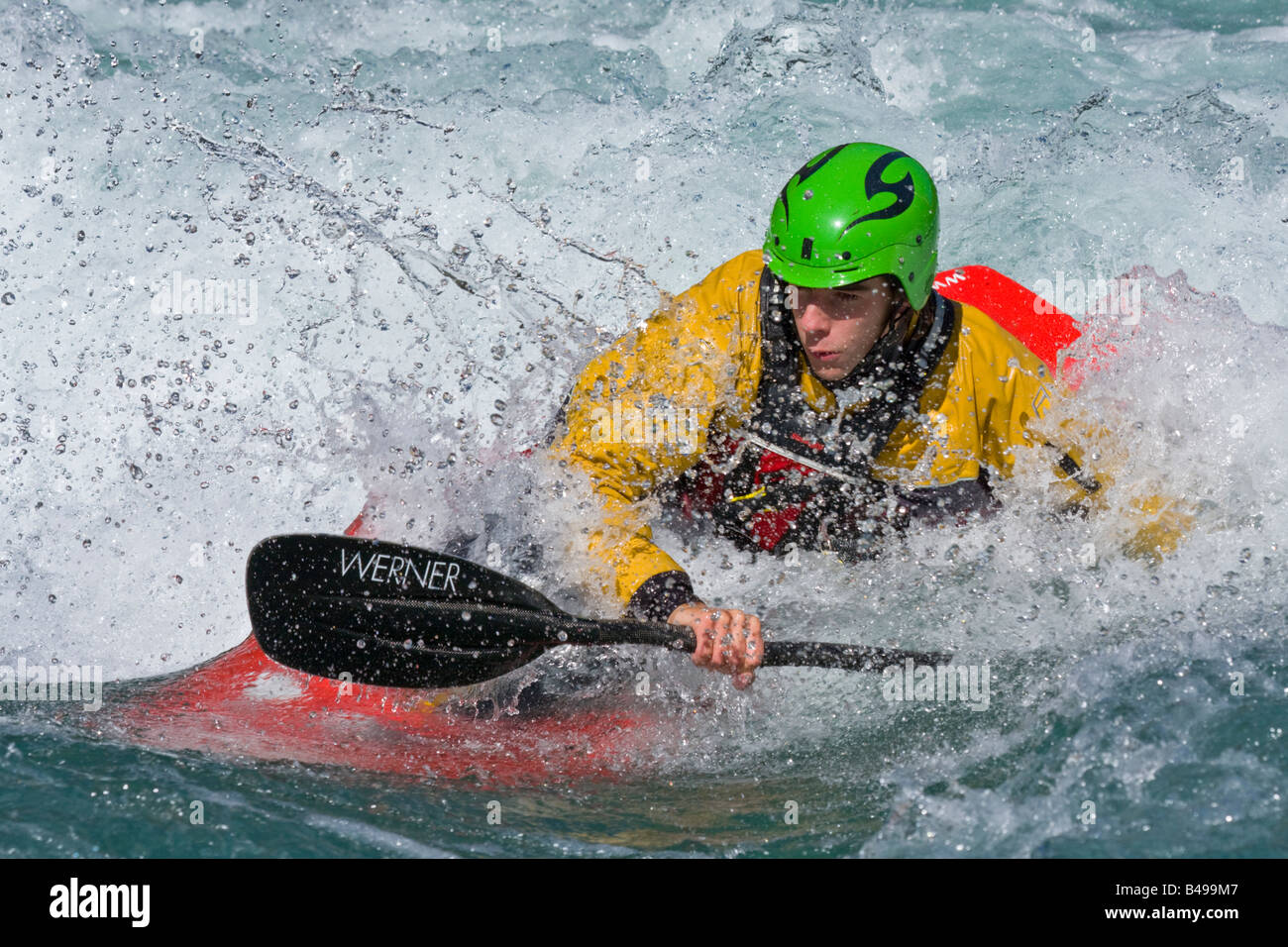 Whitewater kayaking on Kananaskis River, Kanasaskis County, Alberta ...