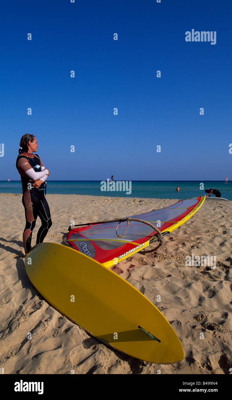 Windsurfing on the Sotavento Beach Fuerteventura Canary Islands Spain ...