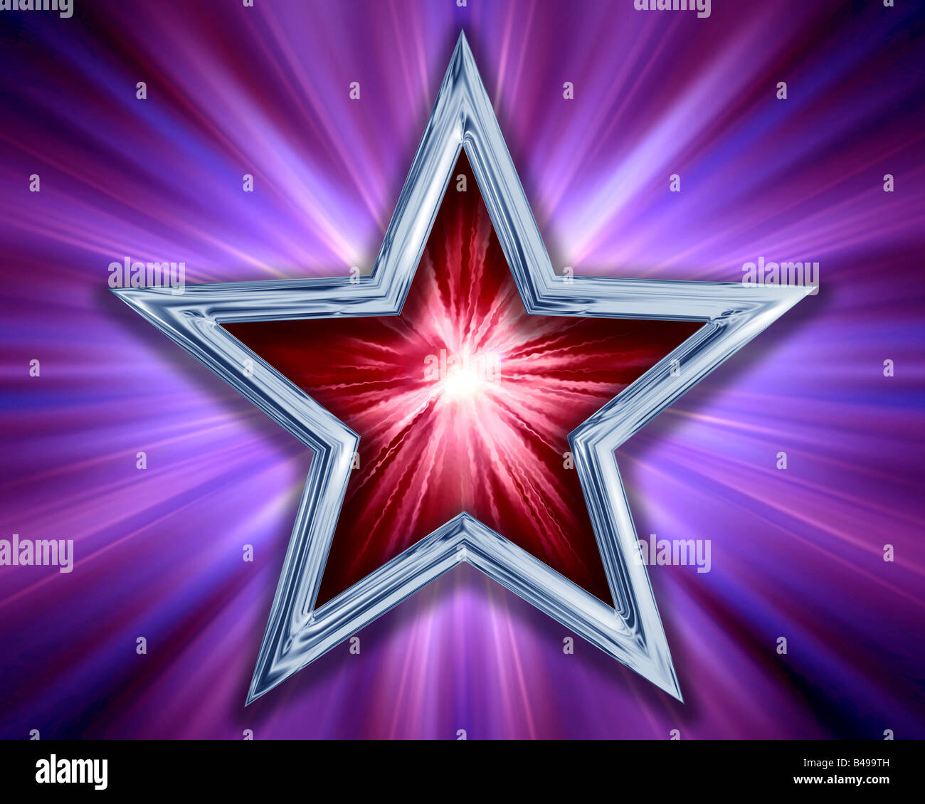 Illustration of a red and silver star on a purple background Stock ...