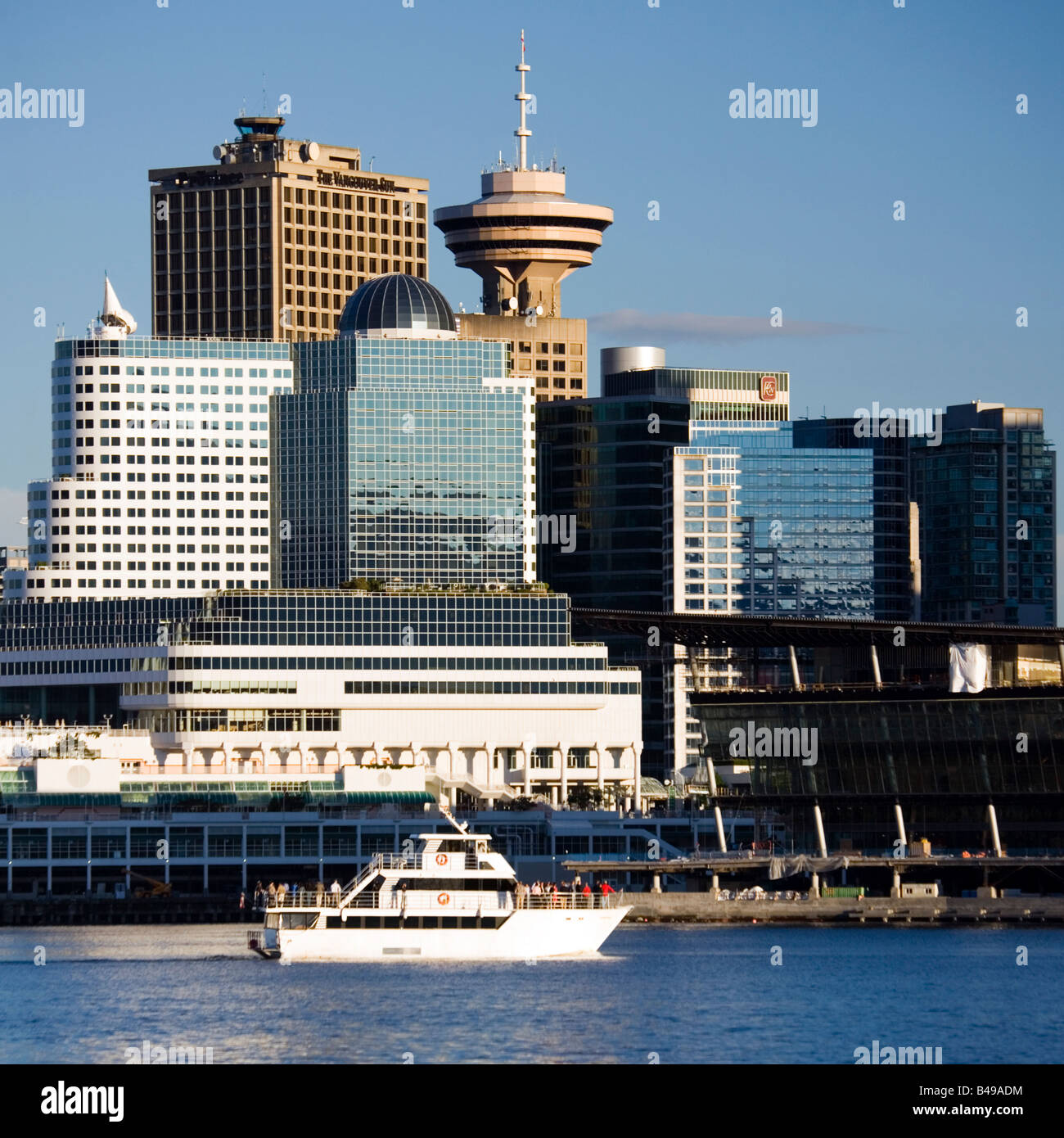 Vancouver city skyline, view from Stanley park, British Columbia ...