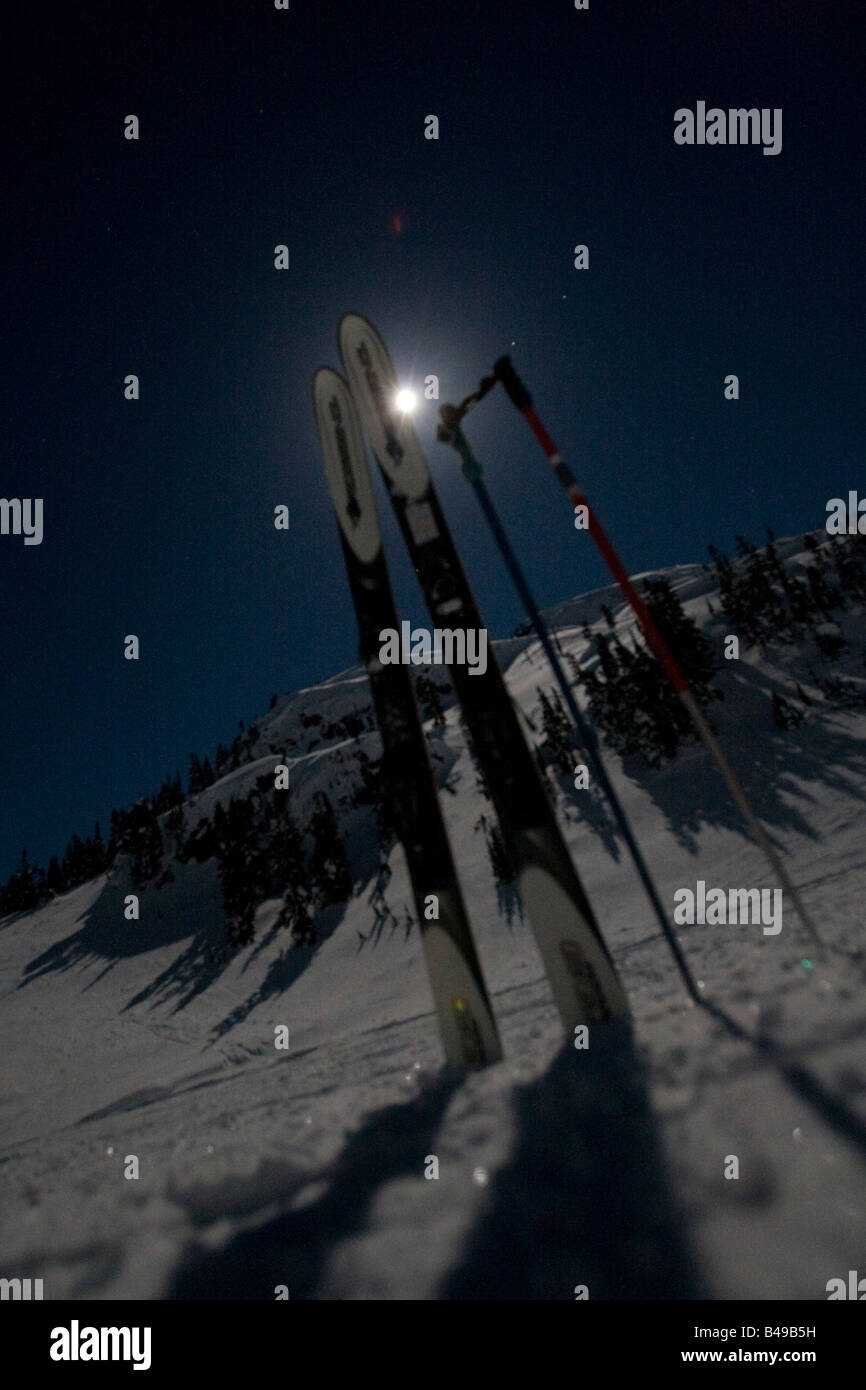 full moon night skiing Stock Photo - Alamy
