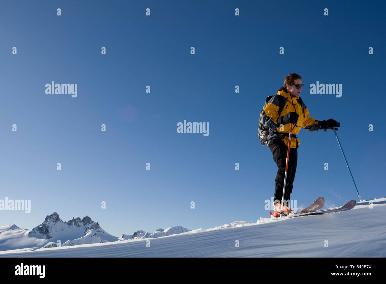 skiing in deep powder snow at Whistler BC Stock Photo - Alamy