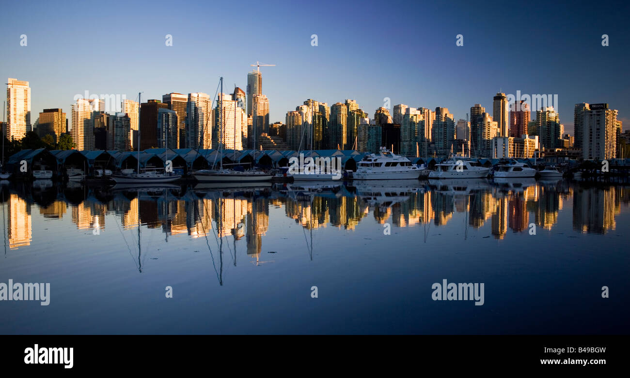 Vancouver city skyline, view from Stanley park, British Columbia ...