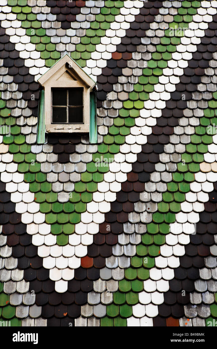 The roof and single window of St Stephens Cathedral in Vienna Austria ...