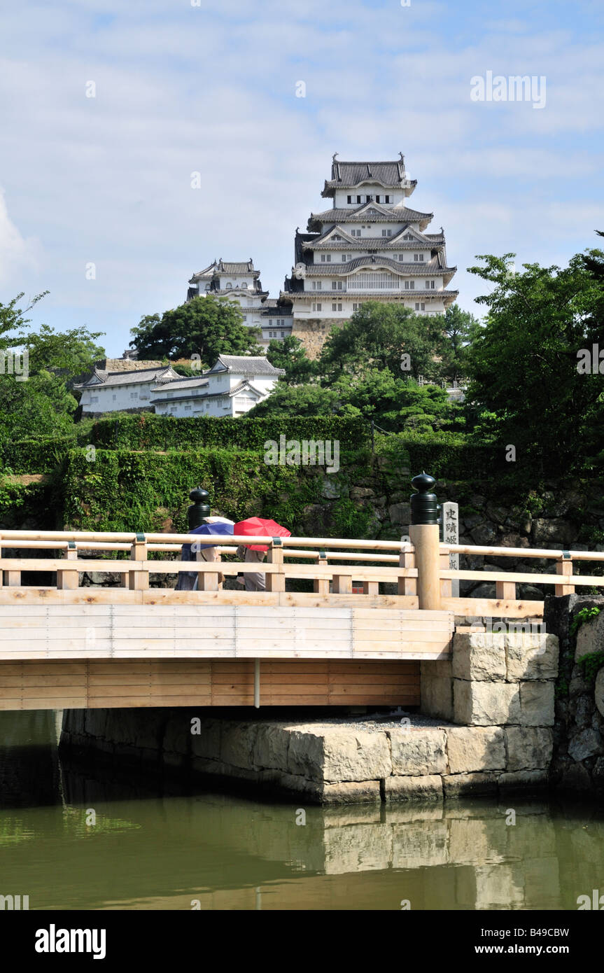 Himeji-jo (Himeji Castle), Himeji, Japan, showing bridge and moat 2/2 ...