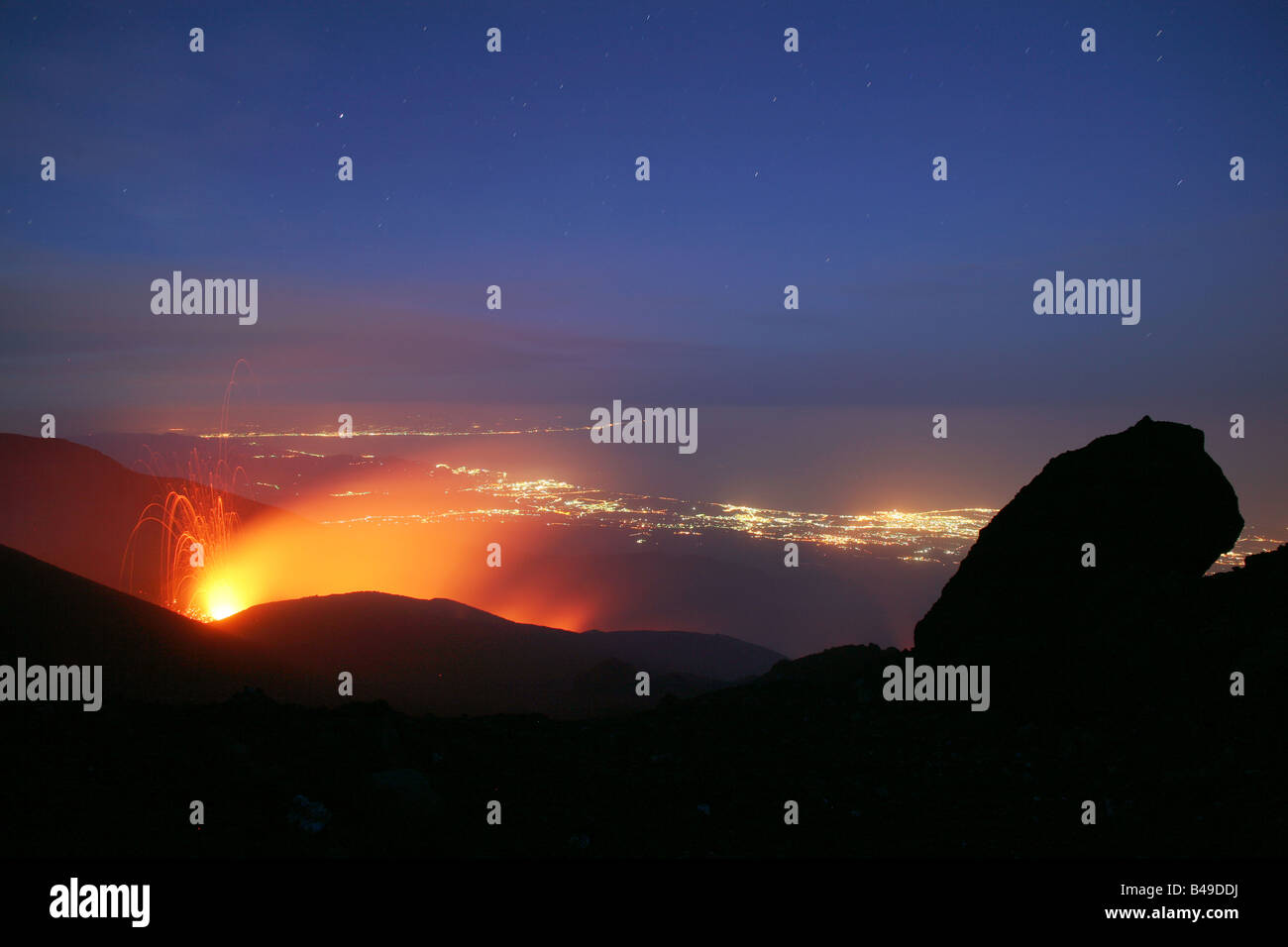 Eruption at Mt. Etna volcano Stock Photo - Alamy