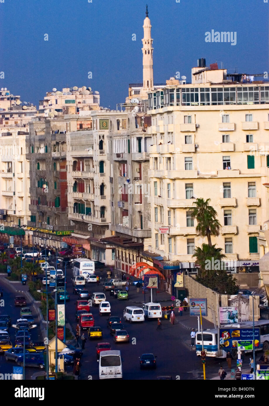View along the waterfront promenade known as the Corniche, Alexandria ...