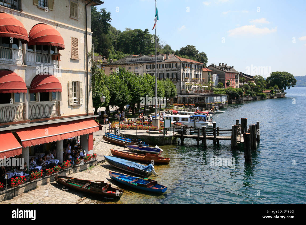 Tourist boats San Giulio Lago d'Orta, Lake Orta, Piemonte, Italy Stock ...