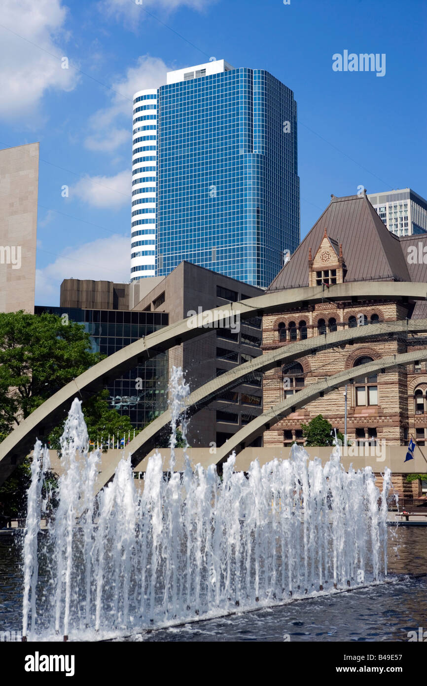 View of Toronto's Old City Hall and Fountain from Nathan Philips Square ...