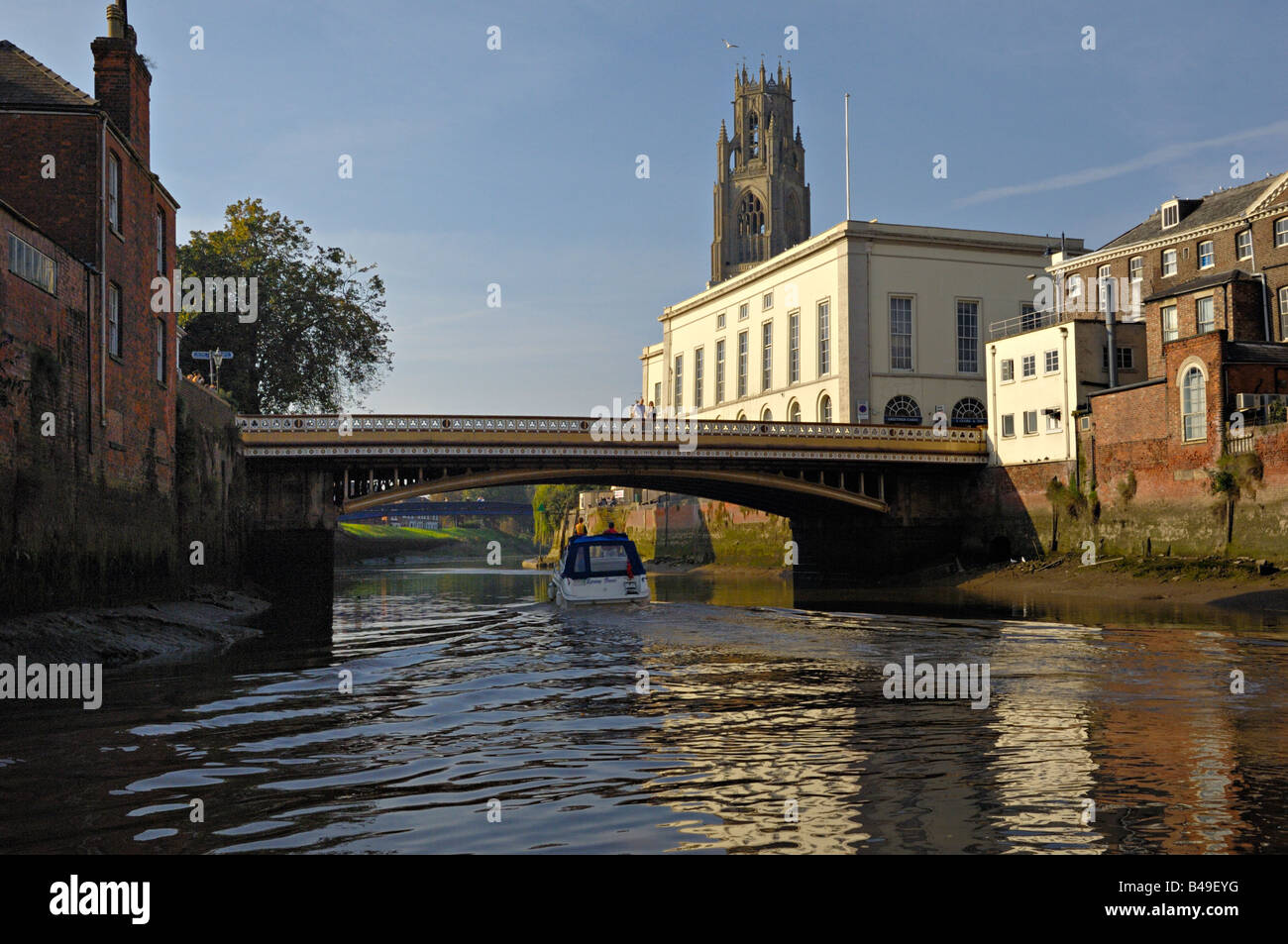 Town Bridge with Boston Stump in the background from the River Witham ...