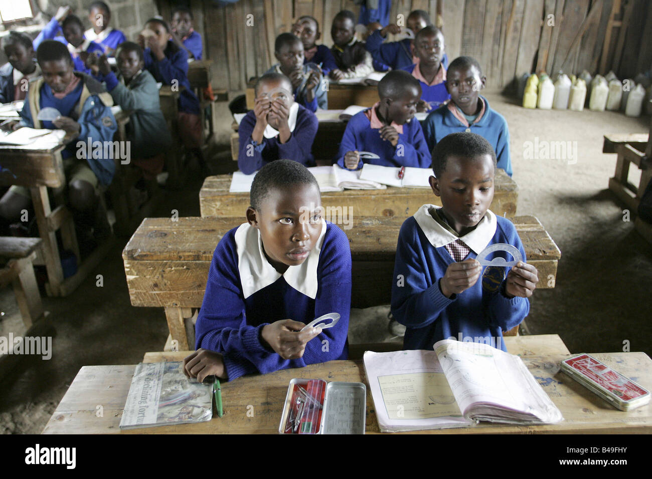 African pupils in a classroom during lesson, Naro Moru, Kenya Stock ...