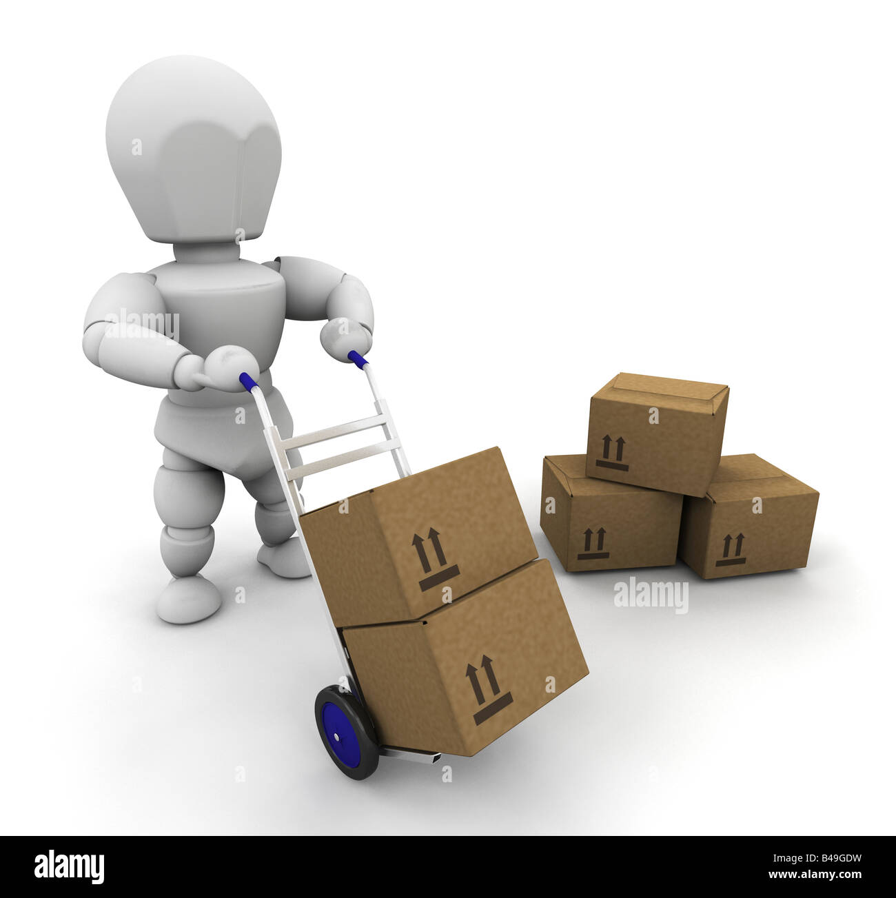 3D render of man moving boxes Stock Photo - Alamy