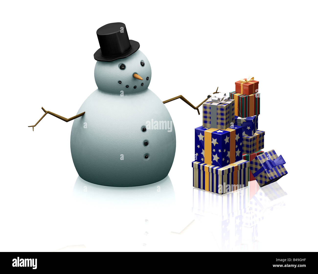 Snowman and gift box hi-res stock photography and images - Alamy