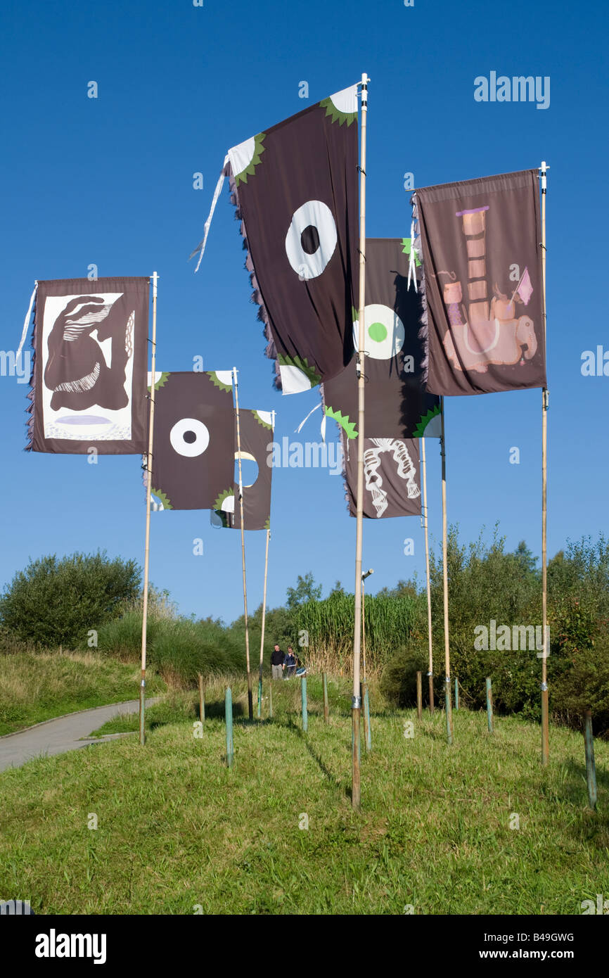 Flags Eden Project Bodelva St Austell Cornwall UK Stock Photo - Alamy