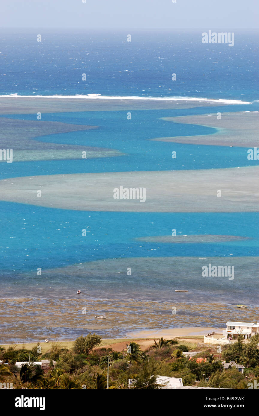 turquoise chanel through the sand banks of Rodrigues Mauritius Stock ...