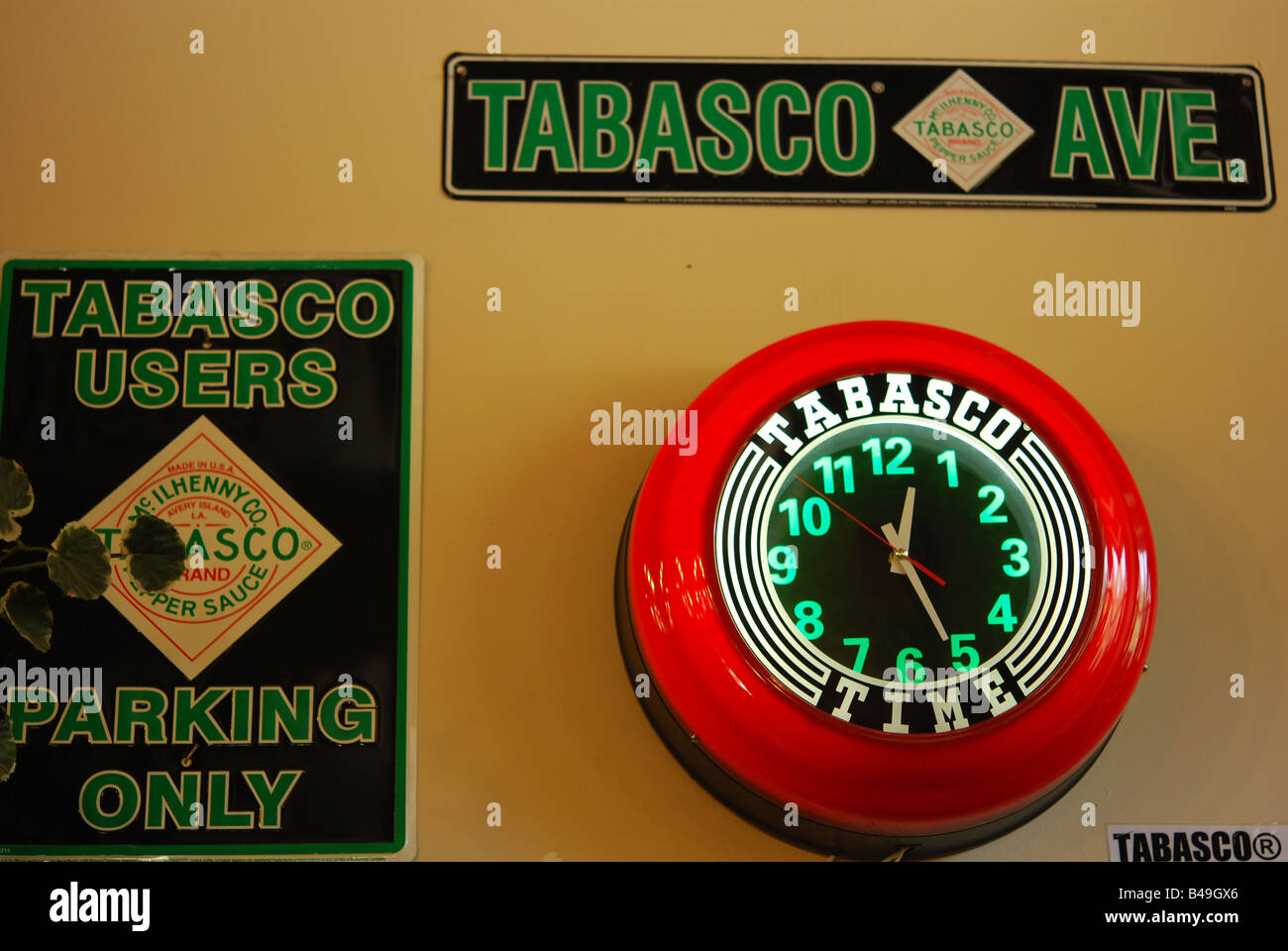 Tabasco time clock at the Tabasco store on Avery Island, Louisiana ...