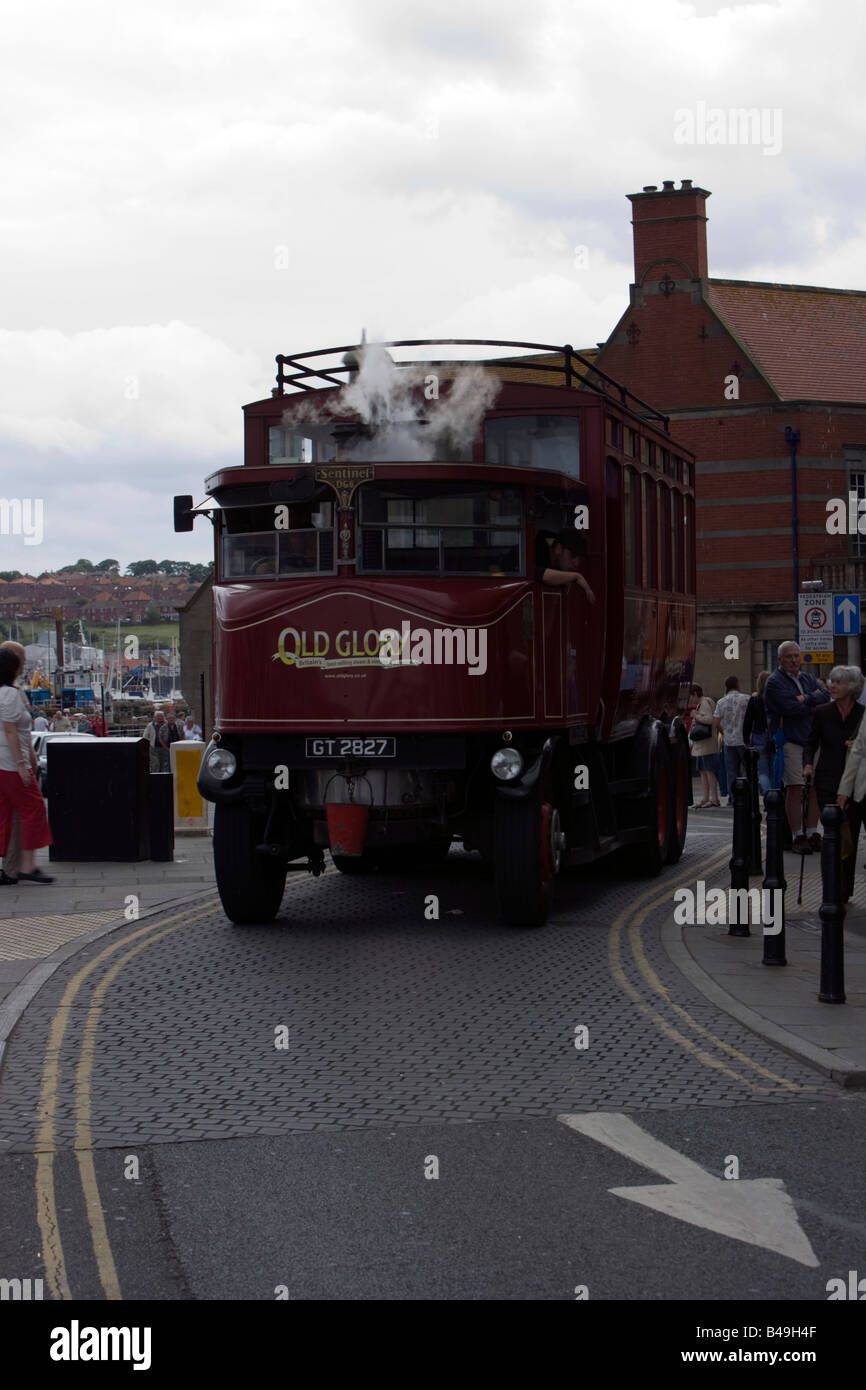 VINTAGE STEAM BUS WHITBY YORKSHIRE SUMMER Stock Photo - Alamy