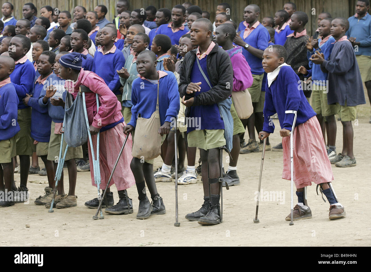African pupils during morning assembly at school, Naro Moru, Kenya ...