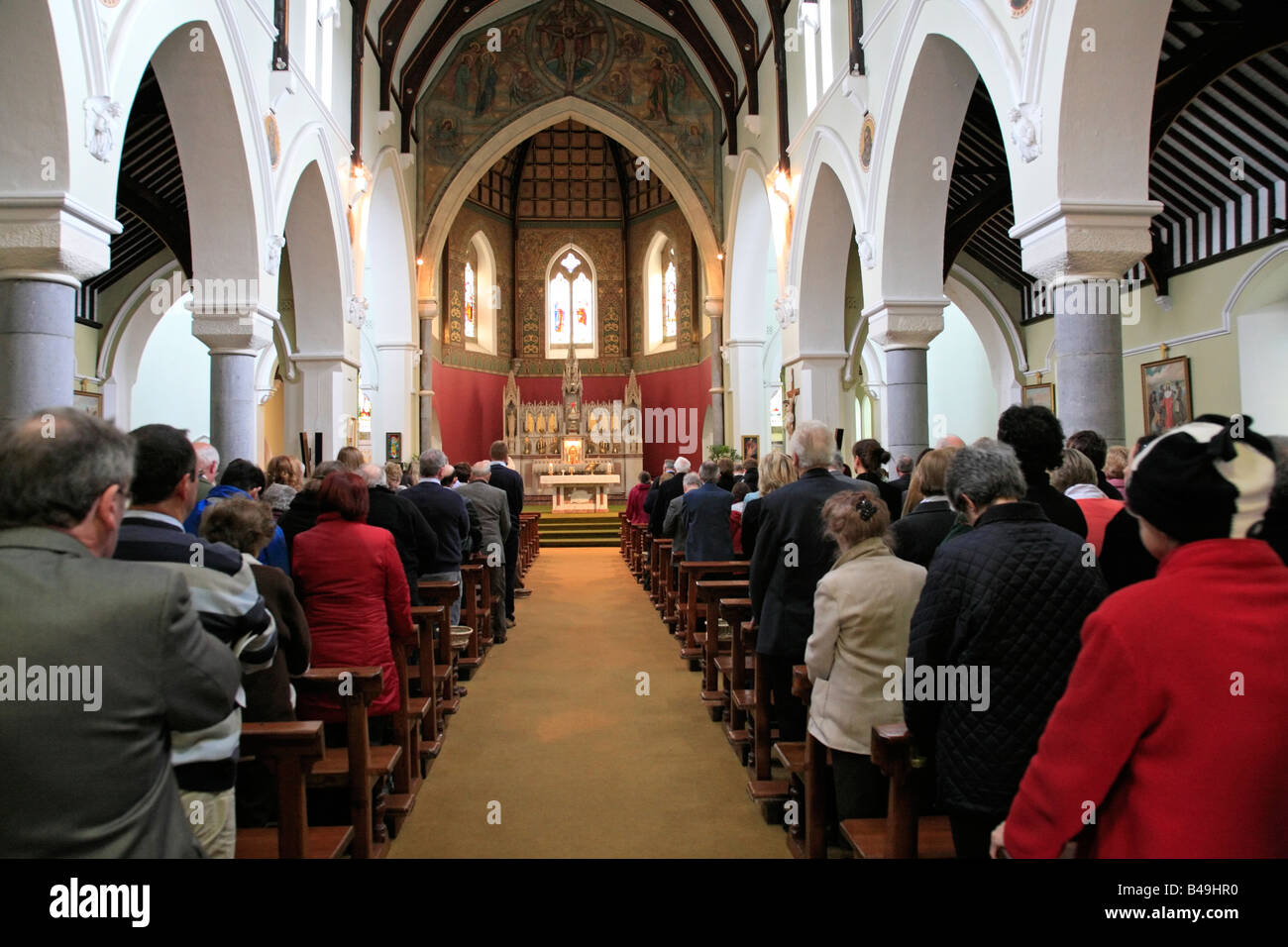 Catholics praying in the church in Clifden, Connemara, Ireland Stock ...