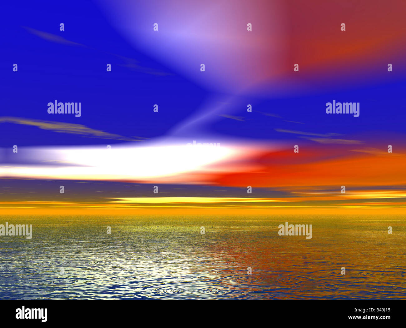 3d render sunset over ocean hi-res stock photography and images - Alamy