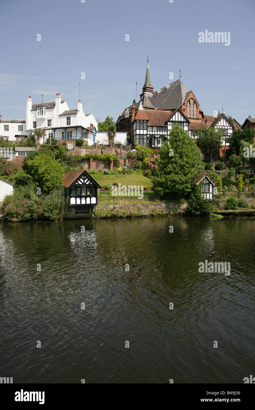 City of Chester, England. Properties on the River Dee at Barrel Well ...