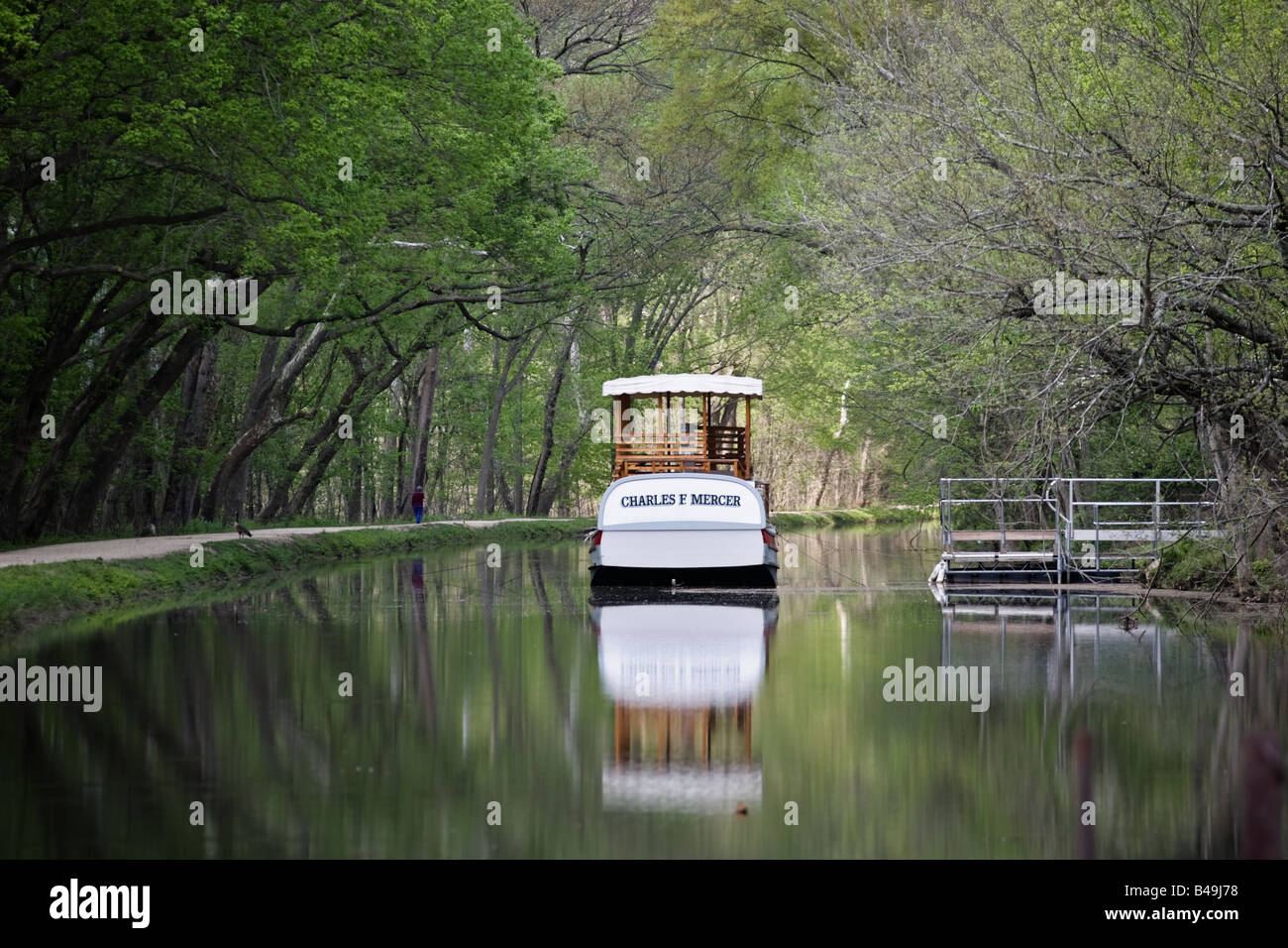 The Charles F. Mercer, an aluminum-hulled replica of a mule-drawn canal ...