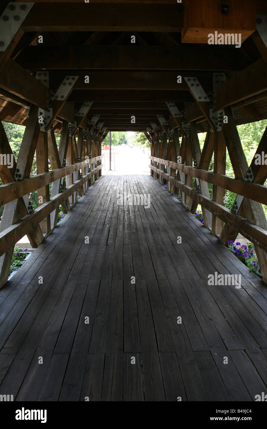 Covered bridge at the Naperville Riverwalk, Naperville Park District ...