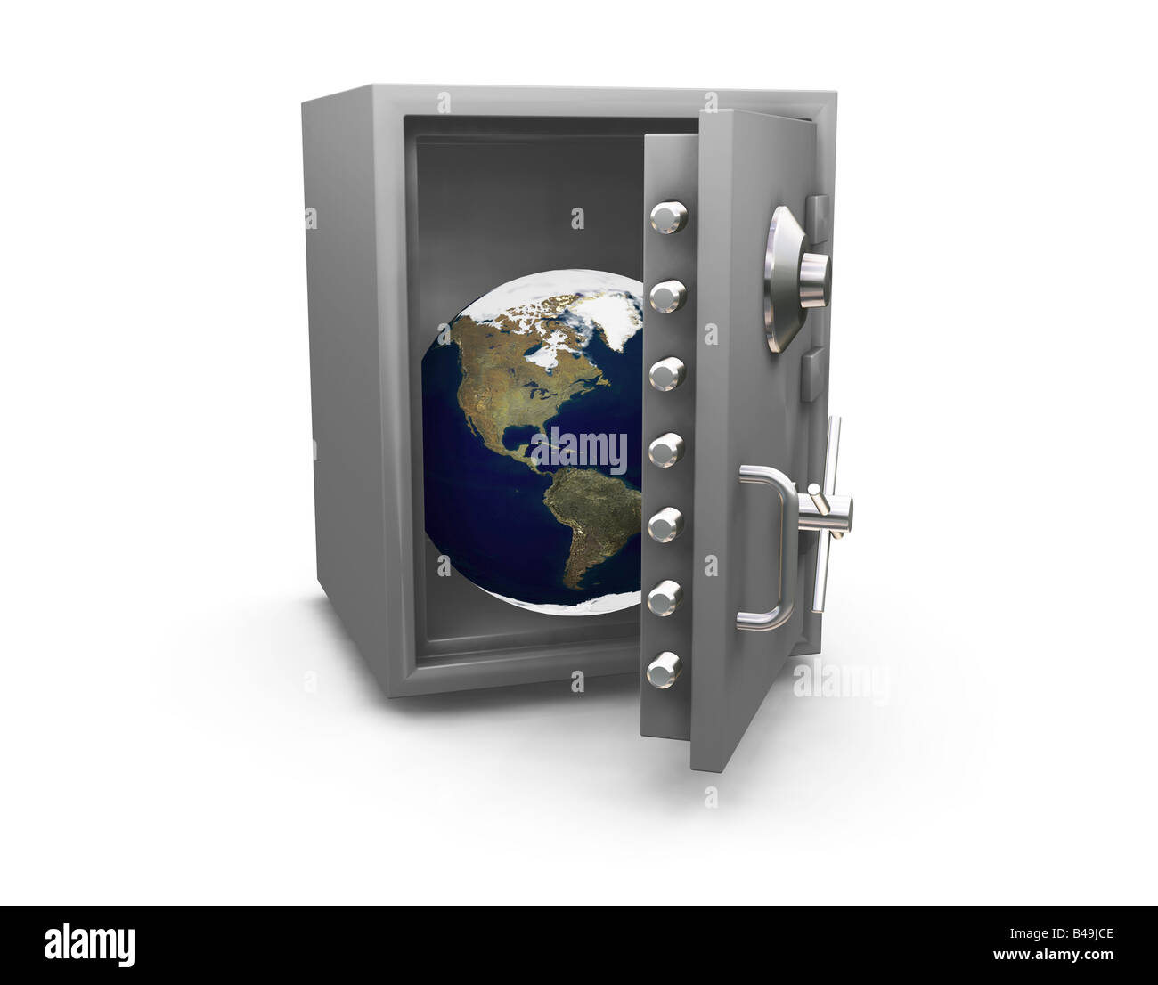 3D render of the Earth in a safe Stock Photo - Alamy