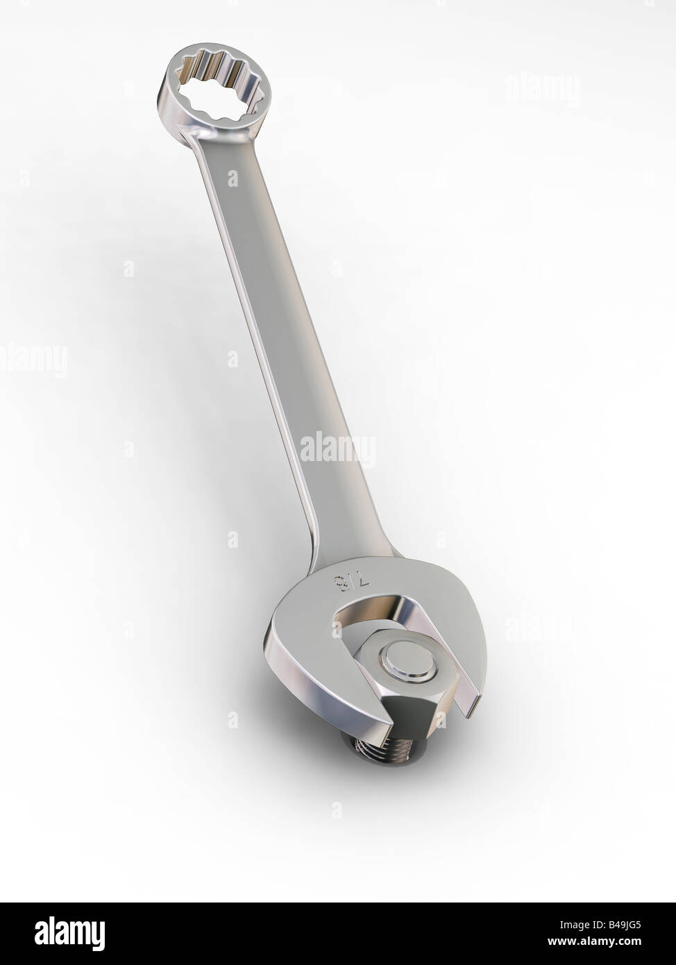 3D render of a spanner with a nut and bolt Stock Photo - Alamy