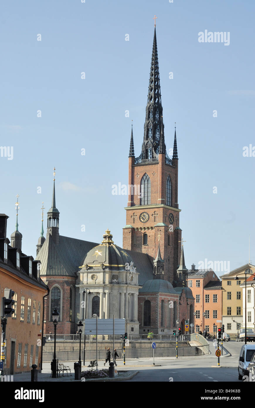 View of Riddarholms church situated on Riddarholmen Island Stockholm ...