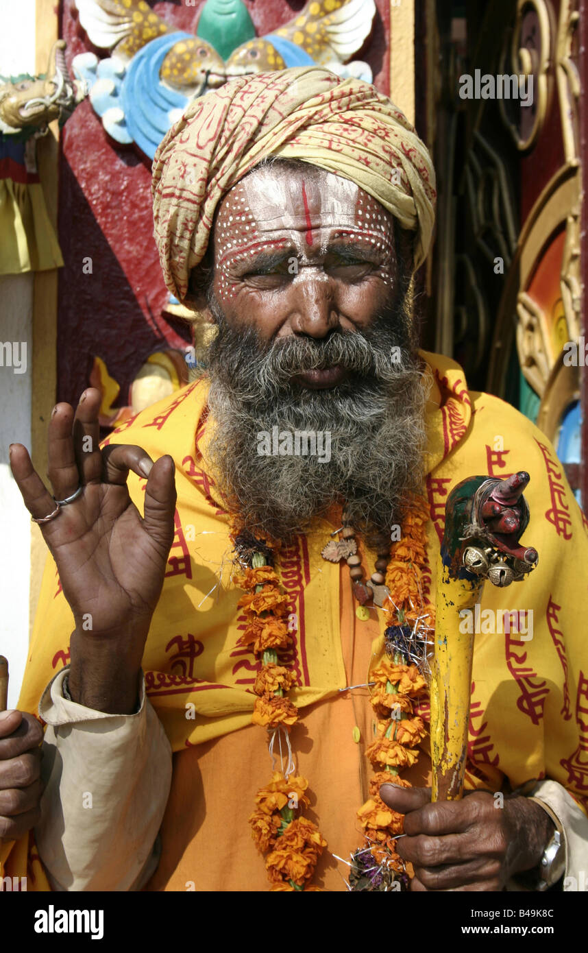 A holy man posing at a temple in India Stock Photo - Alamy