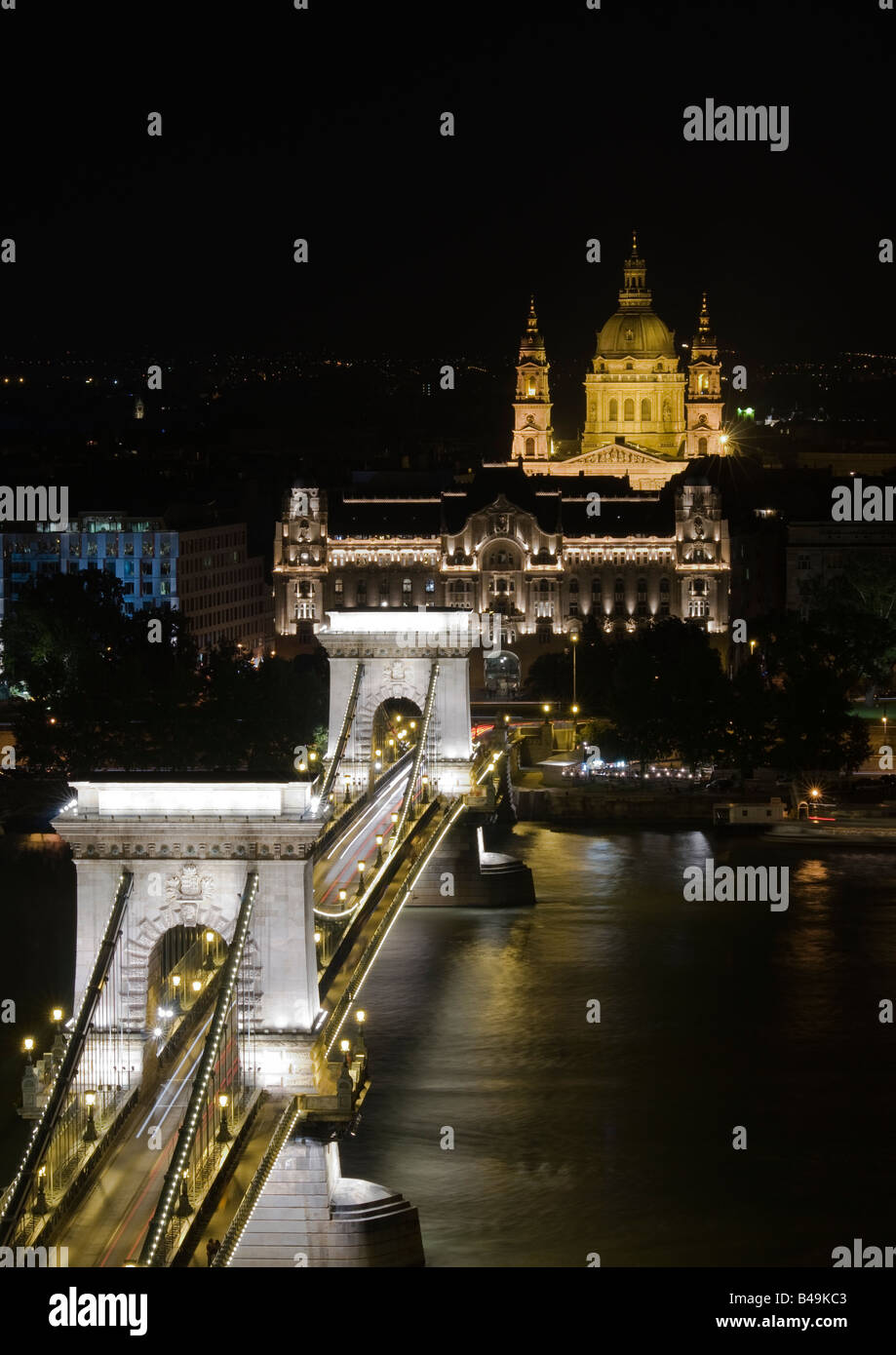 View of the Chain Bridge, Gresham Palace and St Stephen's Basilica from ...