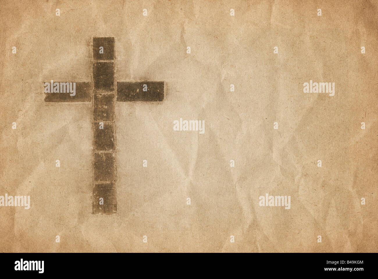great image of a christian cross on parchment paper Stock Photo - Alamy