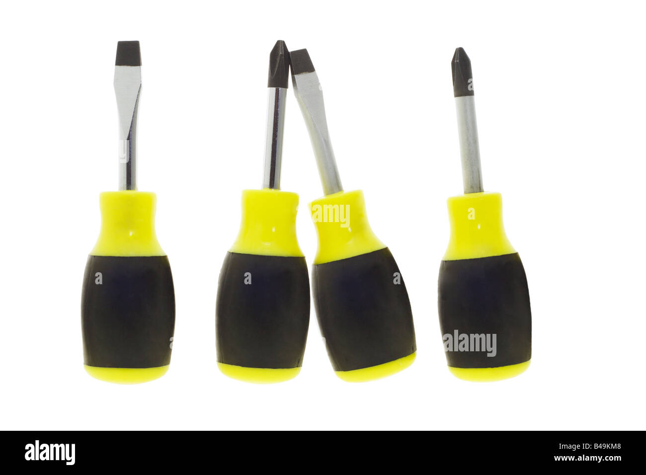 Screwdrivers arranged vertically on white background Stock Photo - Alamy