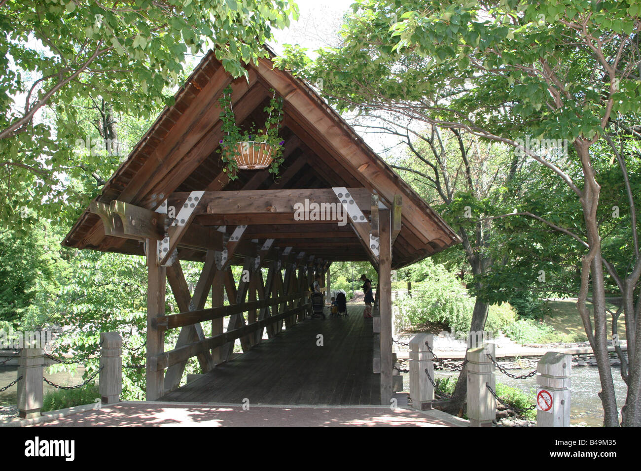 Covered bridge at the Naperville Riverwalk, Naperville Park District ...