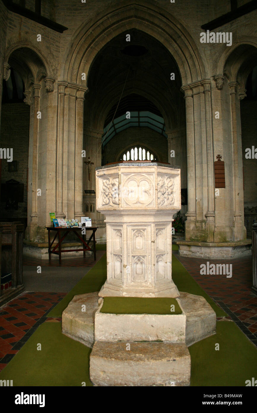 15th Century Font in the 14th century church of St Kenelm, Minster ...