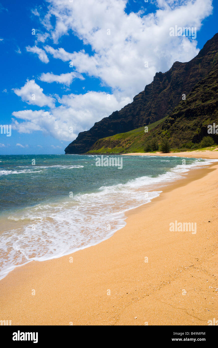 Miloli'i Beach on the remote Na Pali Coast Island of Kauai Hawaii Stock ...