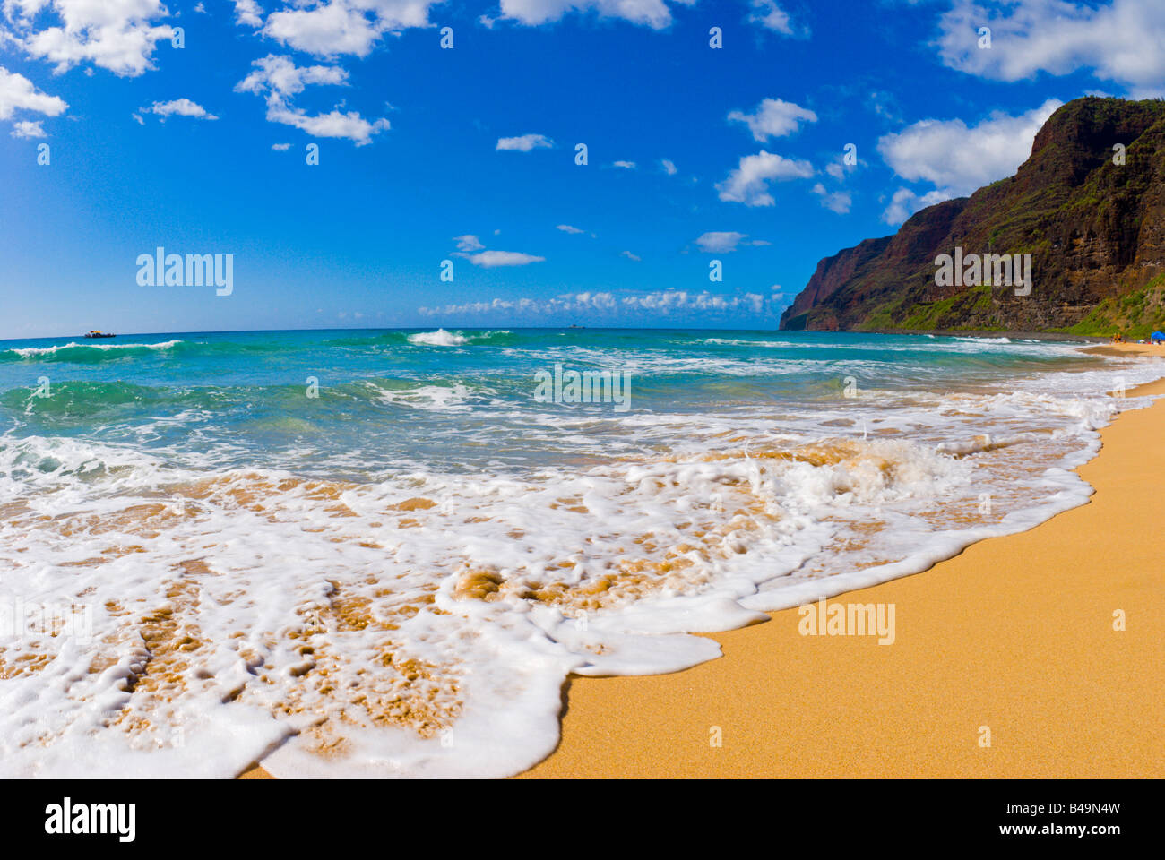 Surf and sand at Polihale Beach Polihale State Park Island of Kauai ...