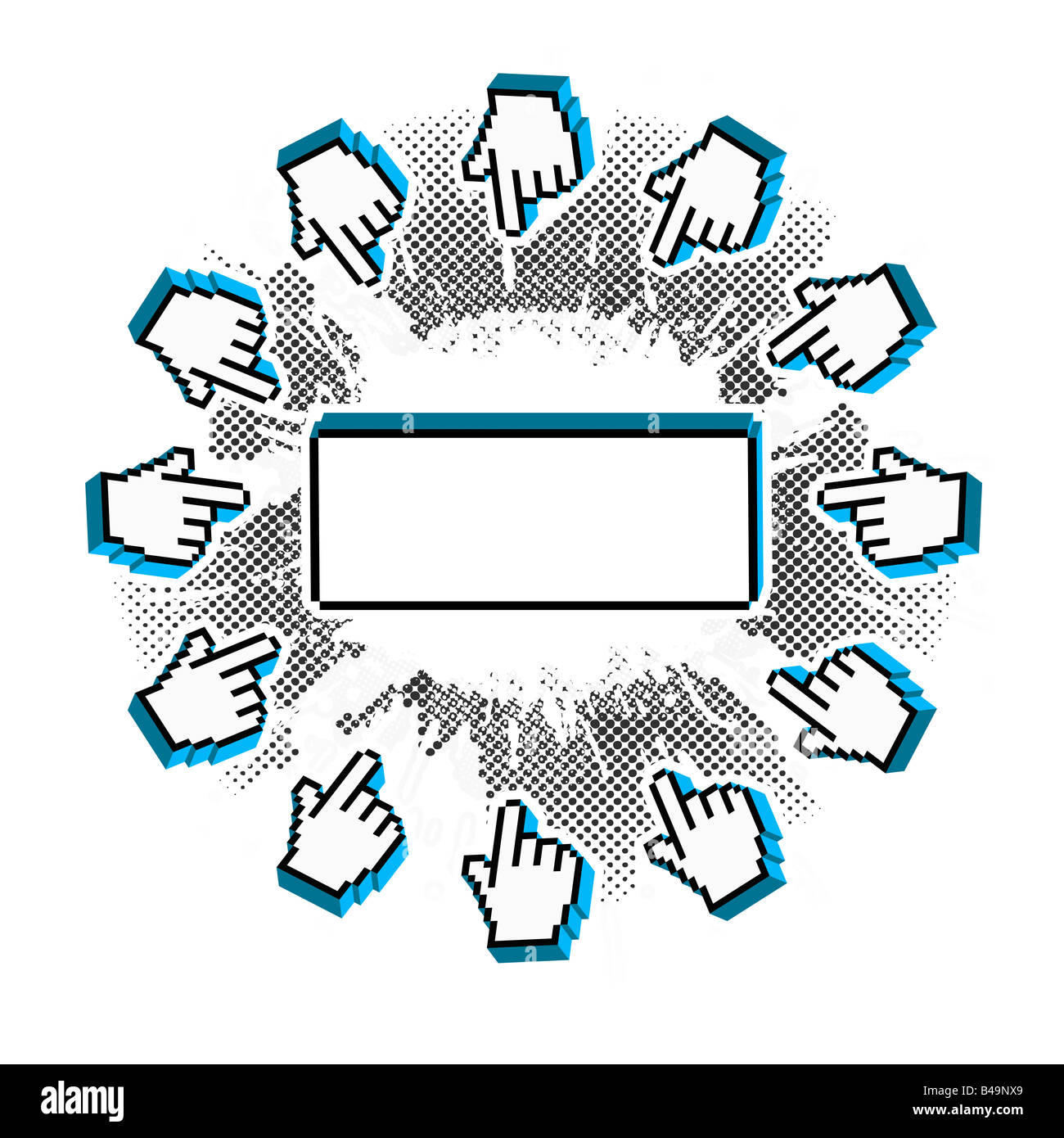 Vector illustration of a pixel graphic text frame with computers mouse ...