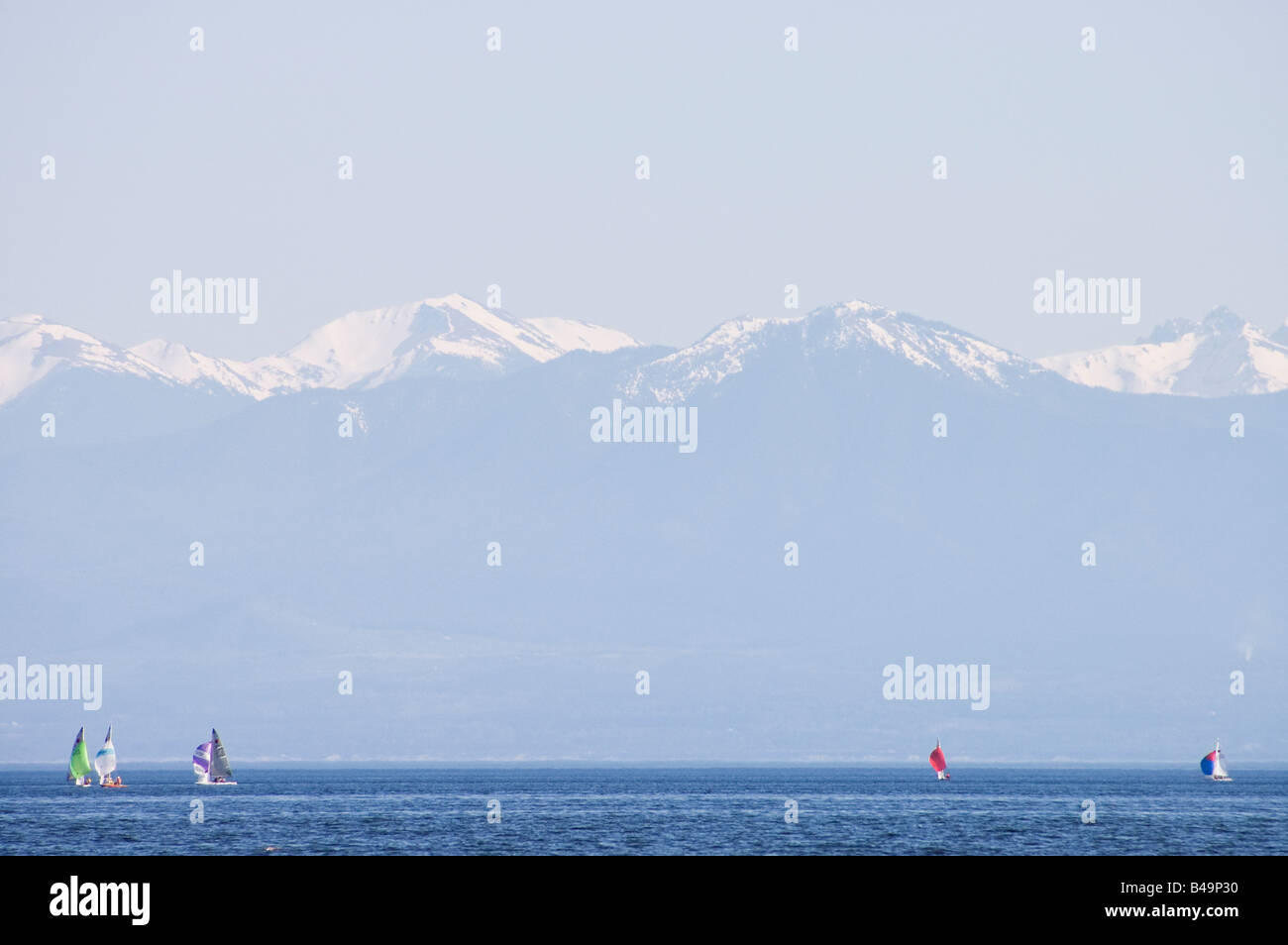 Clover point in Victoria BC Canada view of a regatta with Olympic ...